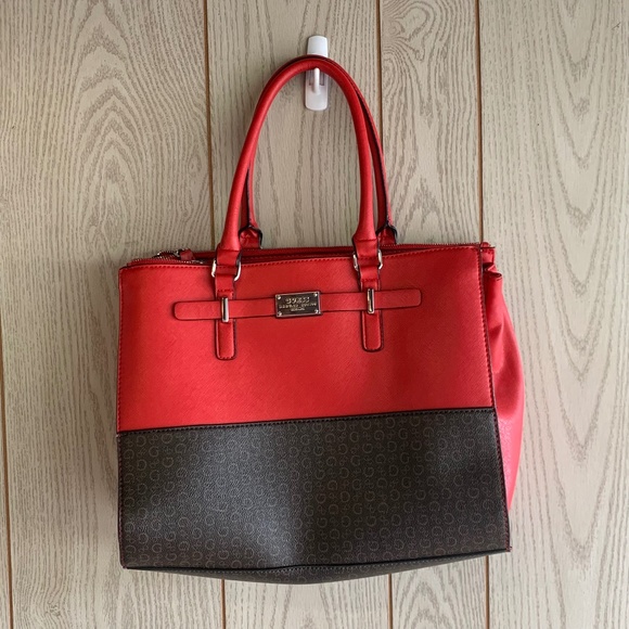 Guess | Bags | Guess Red Black Handbag | Poshmark